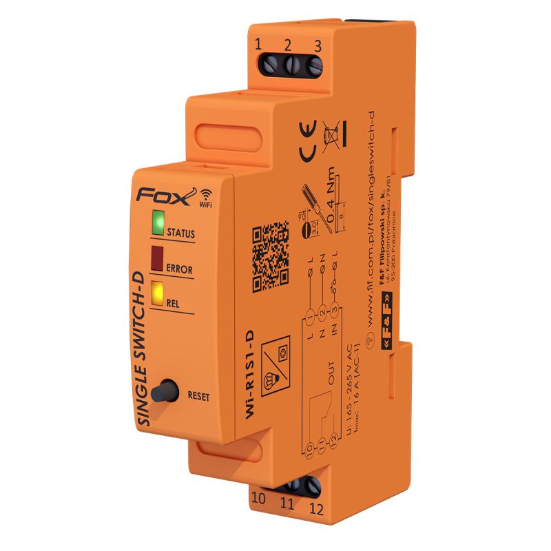 WIFI FOX control system relay for SINGLE SWITCH 230 V box