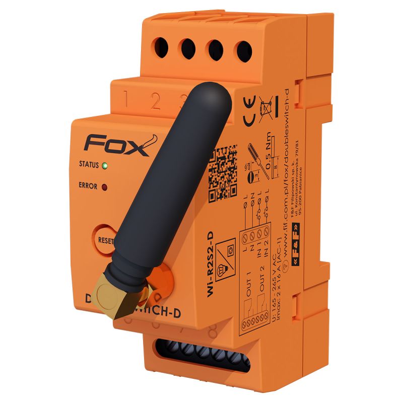 WIFI FOX control system 2-knob relay for DIN rail Double SWITCH-D